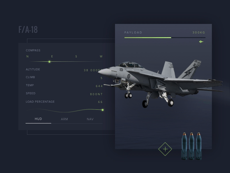 F/A-18 Fighter Jet Information Display UI by Sam Horn on Dribbble