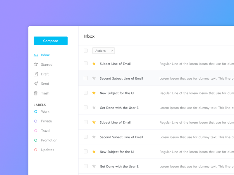 Email Inbox UI design for Dashboard Project by Rikon Rahman 🎭 on Dribbble