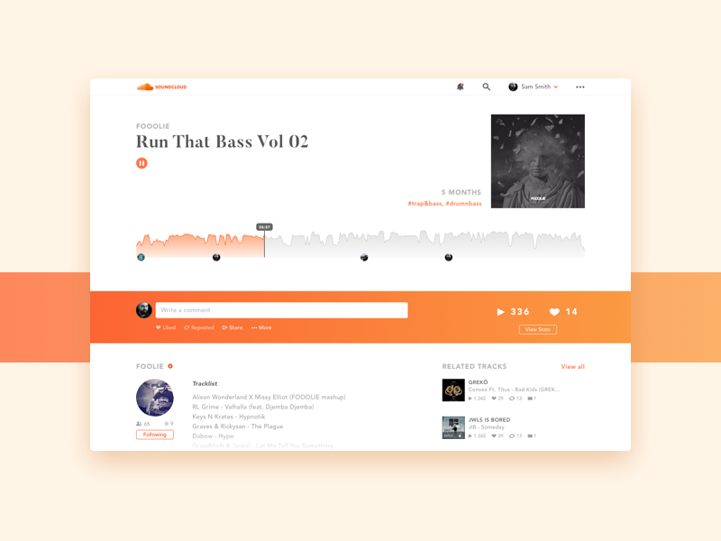 Soundcloud Song Layout / UI Challenge — Week 07 by Drod on Dribbble