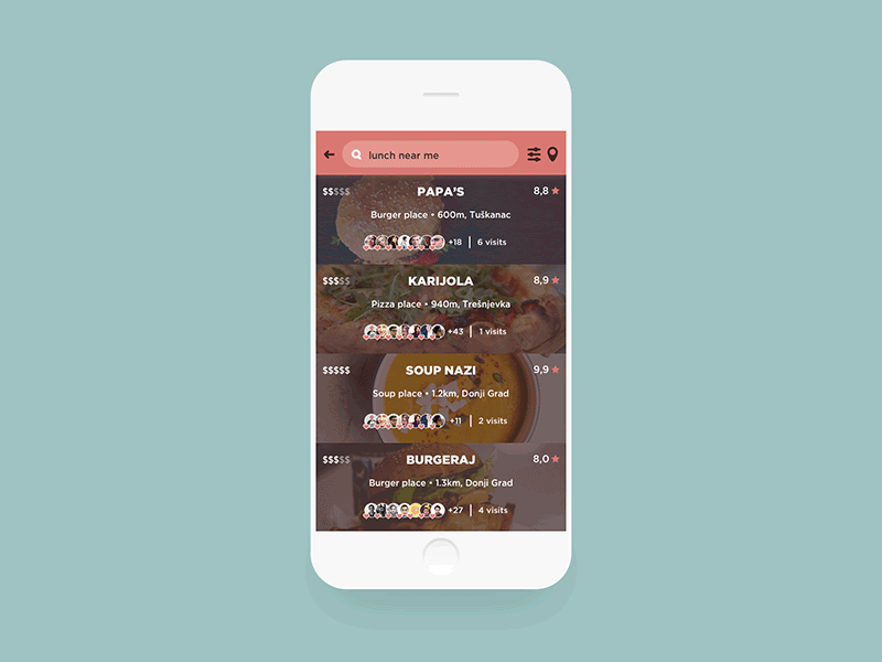 Restaurant List / UI Challenge — Week 11 by Andrej Antolović on Dribbble