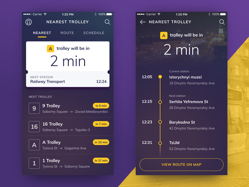Trolley app concept by Vitaly Dulenko on Dribbble