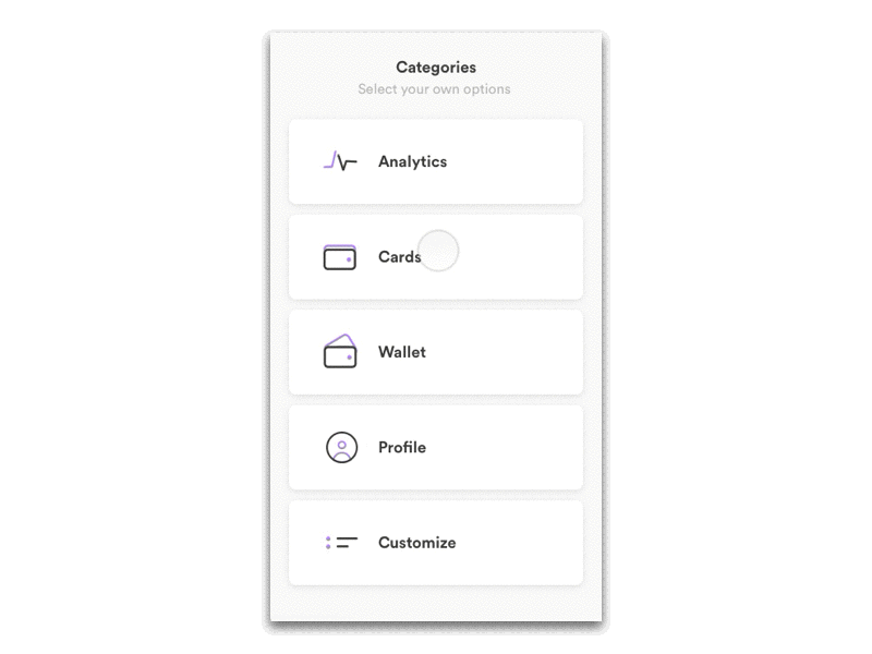 Selecting Categories Animation by Rittam Debnath on Dribbble