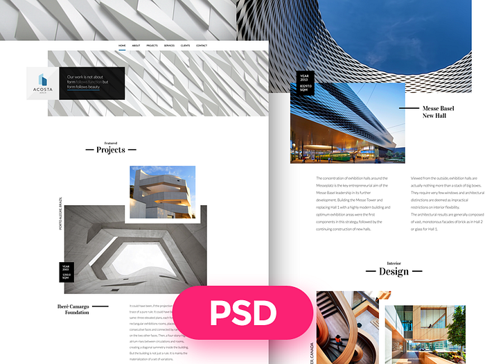 Architecture Free PSD Template by Luis Costa on Dribbble