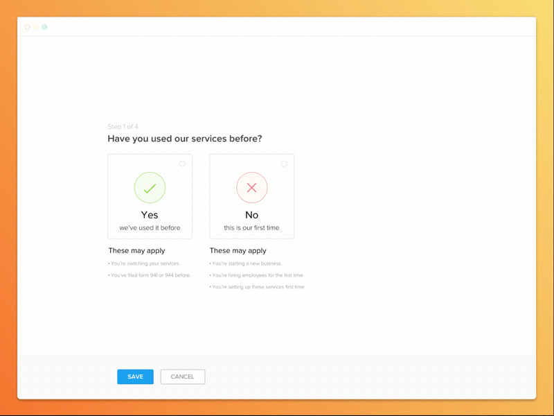Account setup interaction by Khuzema on Dribbble