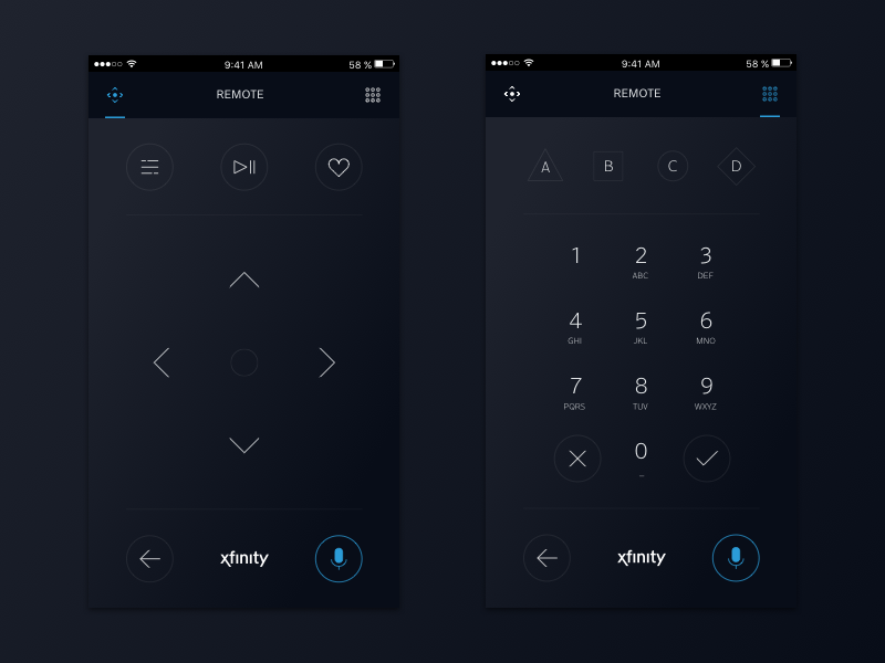 Xfinity Remote App Concept by Mike Garz for Comcast on Dribbble