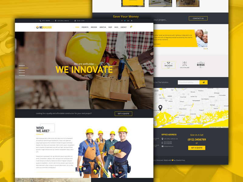 Construction PSD Template - weBuilder by Obaidul Huq on Dribbble