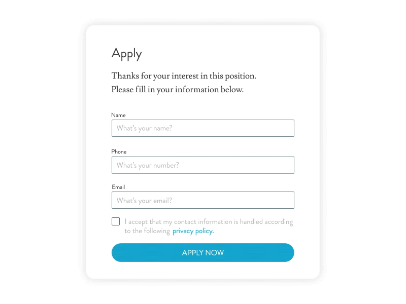 Job application modal animation by Love Ljungström on Dribbble