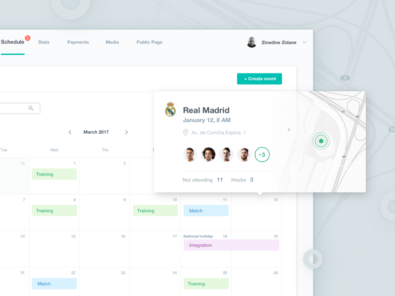 Team Schedule by Adam Balazy for 10Clouds on Dribbble