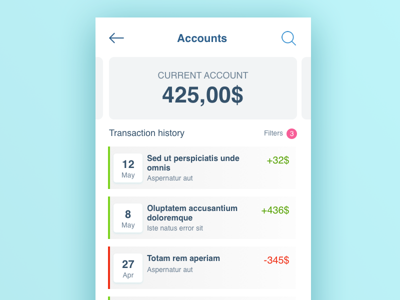 Transactions UI Design by Ildiko Gaspar on Dribbble
