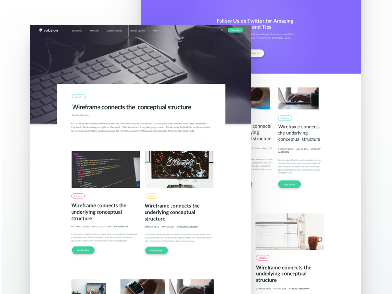 Volusion Blog Design by Charles Haggas for Volusion on Dribbble