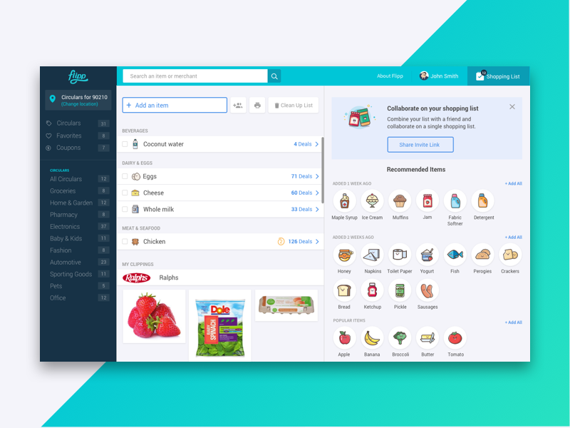 Flipp Web Shopping List by Christina on Dribbble