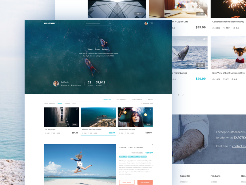 Video stock website - Profile by Yi Li on Dribbble