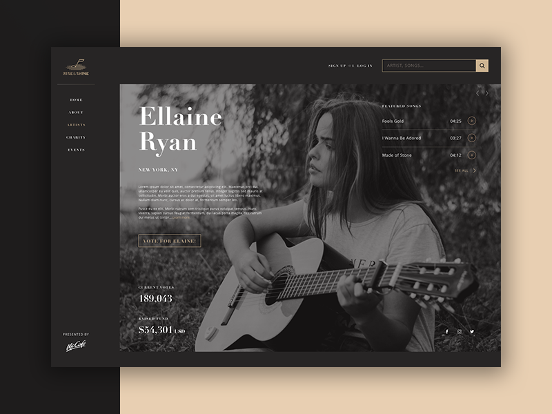 Artist Profile Page by Yizzy Wu on Dribbble