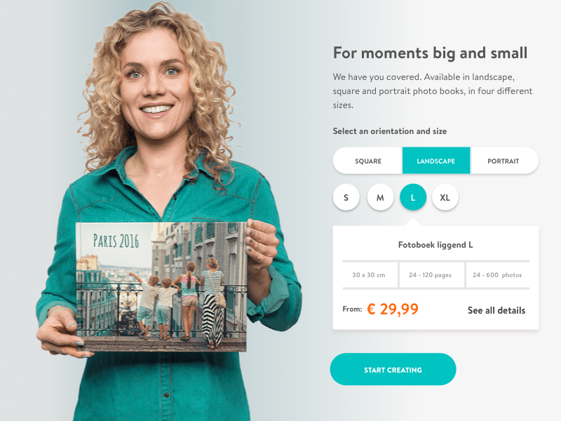 Photo book size comparison by Mariska Sinnige on Dribbble