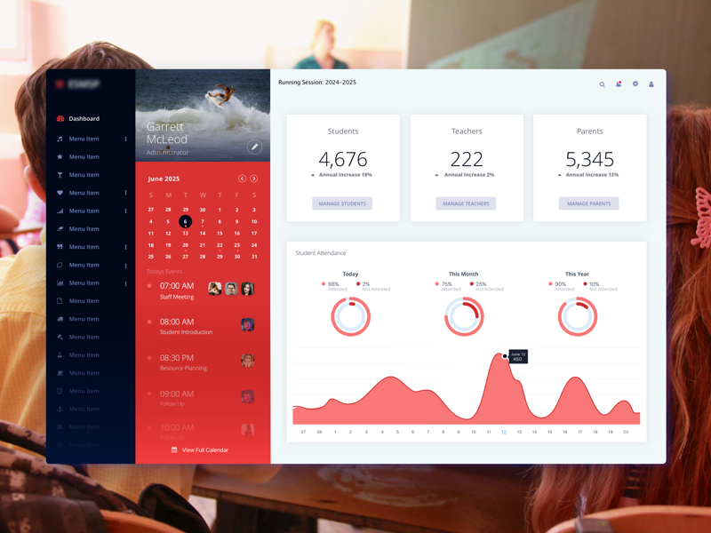 School Management Dashboard by Hammock Creative on Dribbble