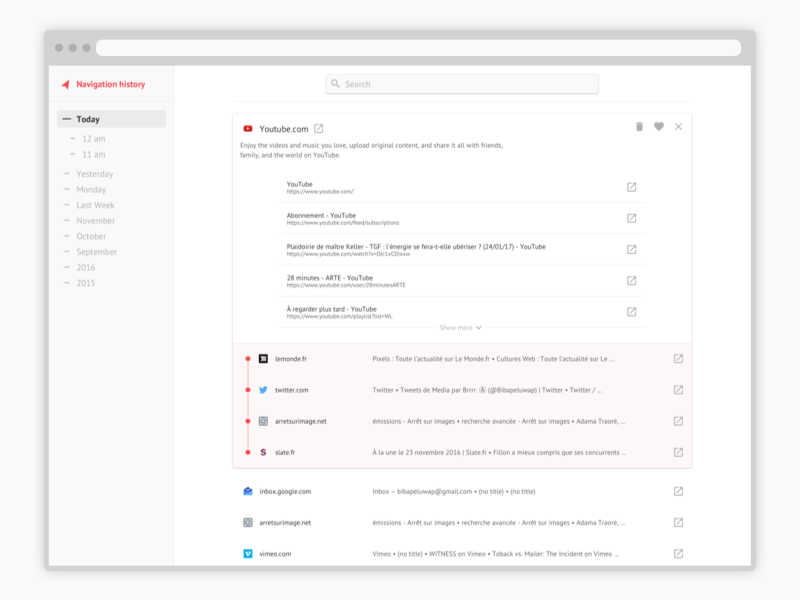 Browser navigation history by Bruno ️ on Dribbble