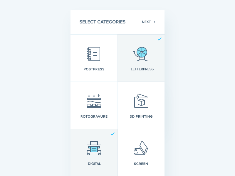 Animated categories icons by Den Klenkov on Dribbble