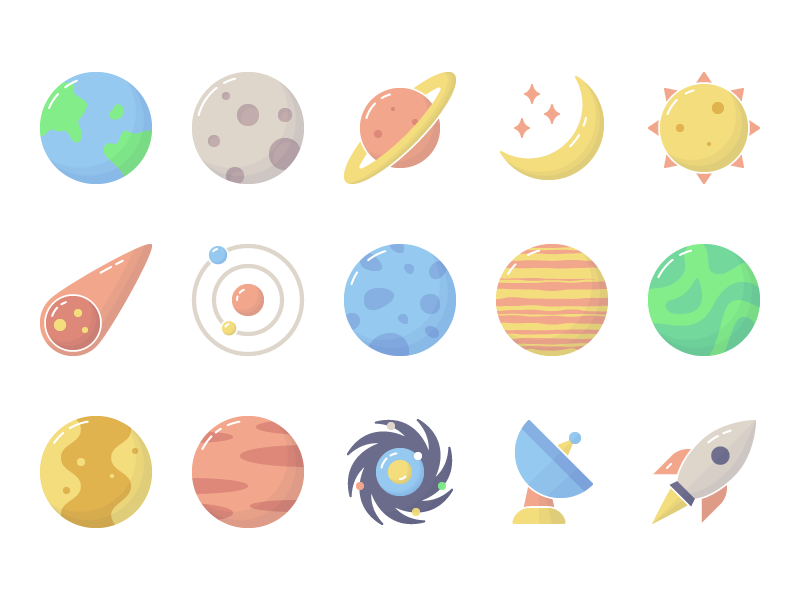 Quasar - 15 Space Icons by Matthew Skiles on Dribbble