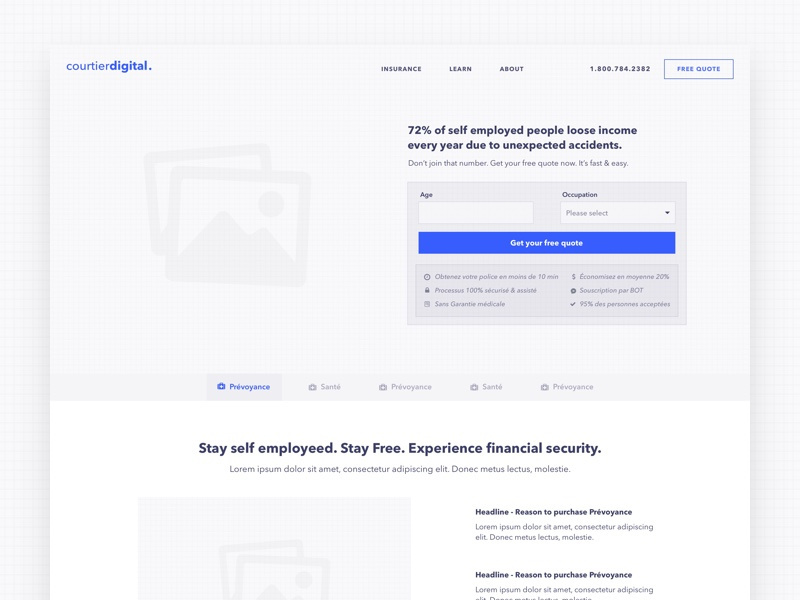 Insurance wireframe - Courtier Digital by Scott Smith on Dribbble