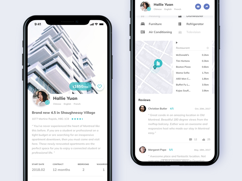 Condo Rental App. - Condo Details by Yi Li on Dribbble