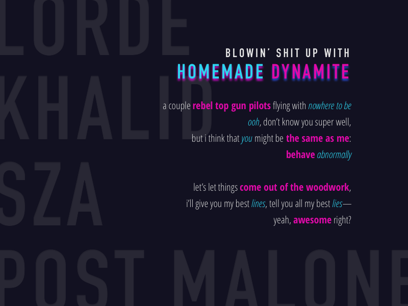 homemade dynamite - lyrics poster by Tiffany Yeung on Dribbble