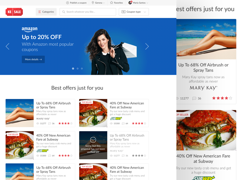 Coupon website design concept by Nik Pribytkin on Dribbble
