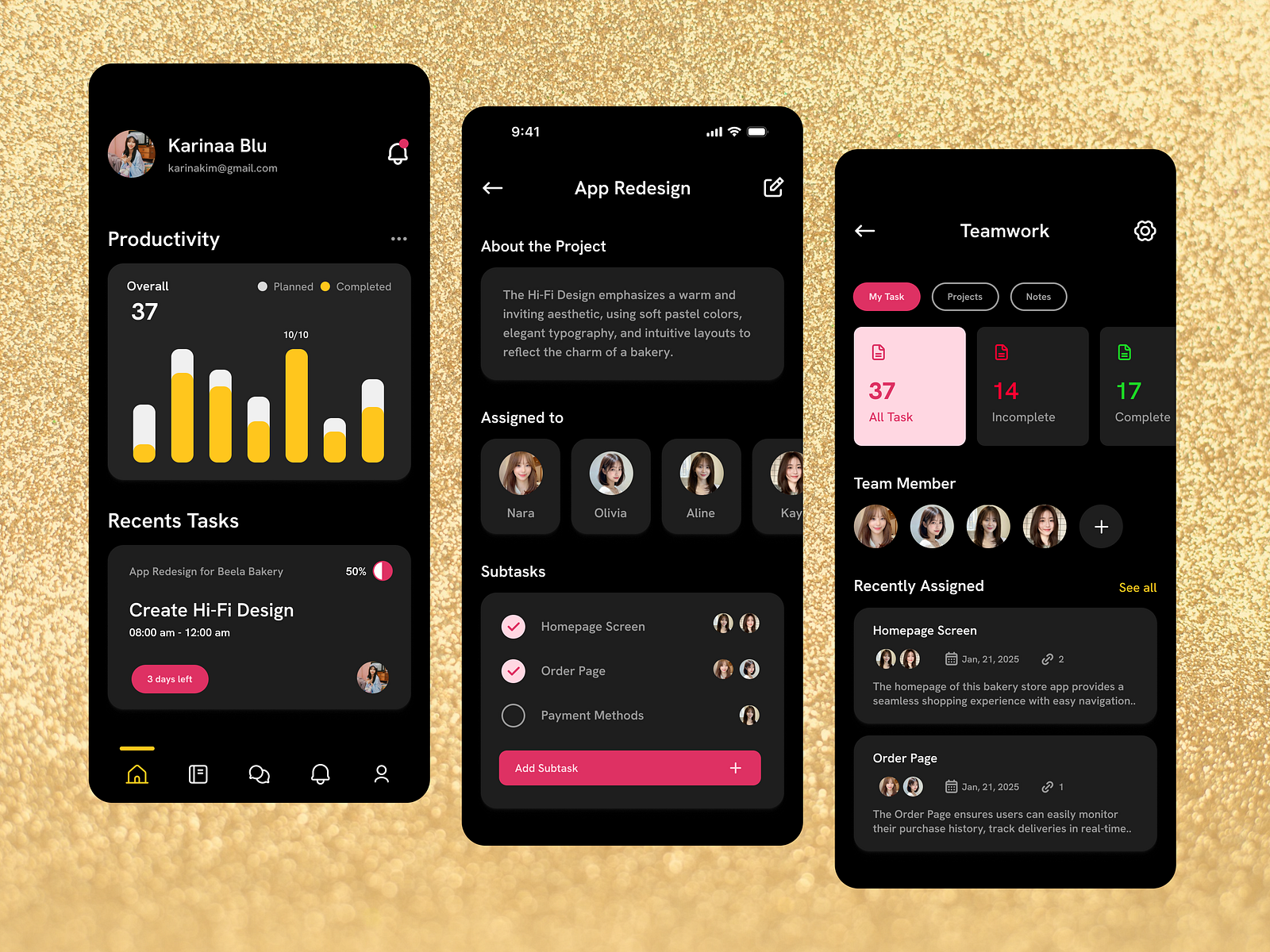 Sure - Project Management App UI by Fauziah on Dribbble