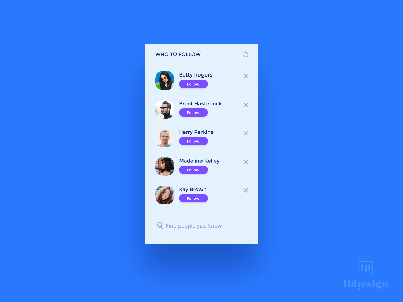 Follow UI Design by Ildiko Gaspar on Dribbble