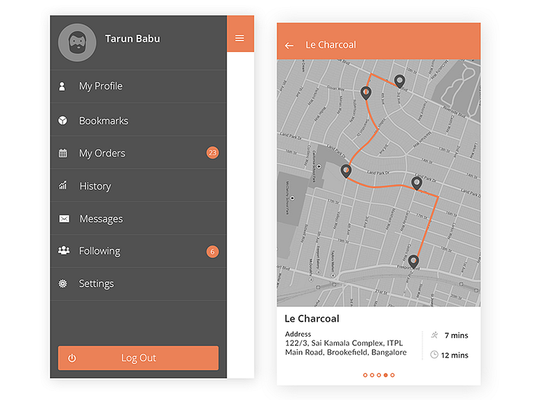 Menu & Address UI by Tarun Babu on Dribbble