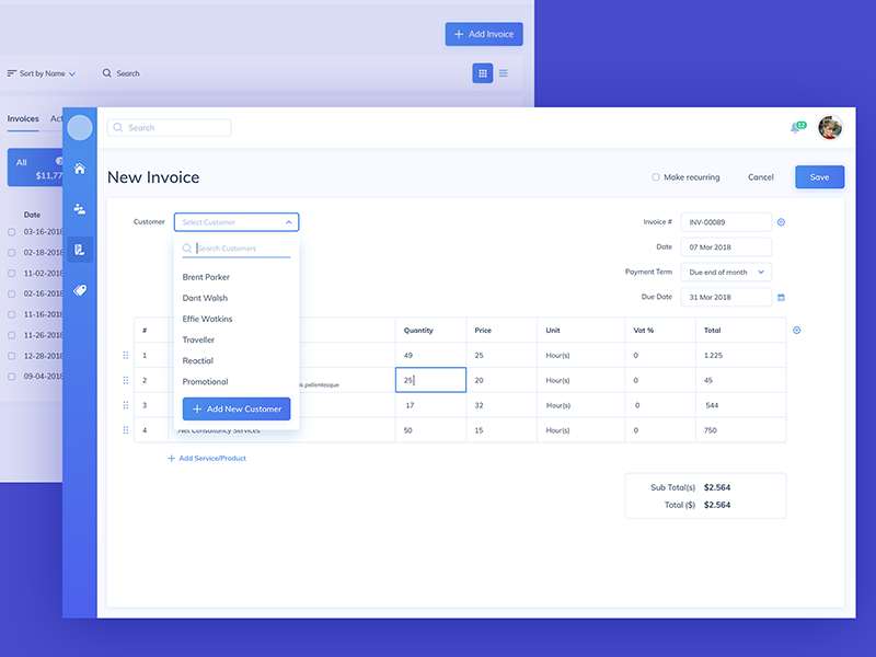 New Invoice UI Design by Ildiko Gaspar on Dribbble