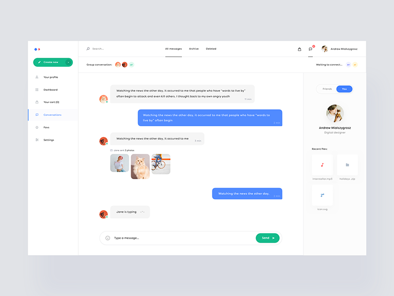 Chat app 💬 by Michael Korwin on Dribbble