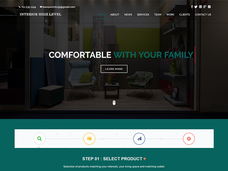 Interior High Level One Page HTML Template by CodeGrape on Dribbble