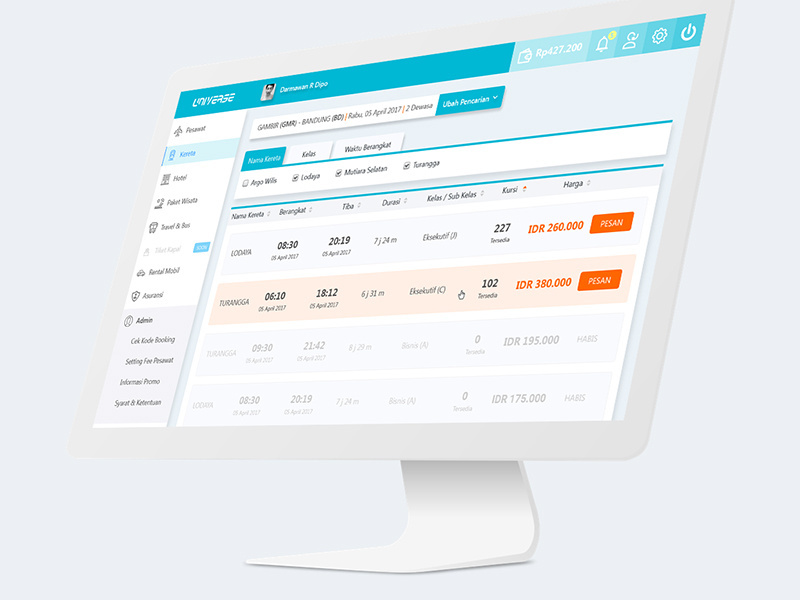 Dashboard Interface - Train Booking (b2b) 3/3 by Dipo on Dribbble