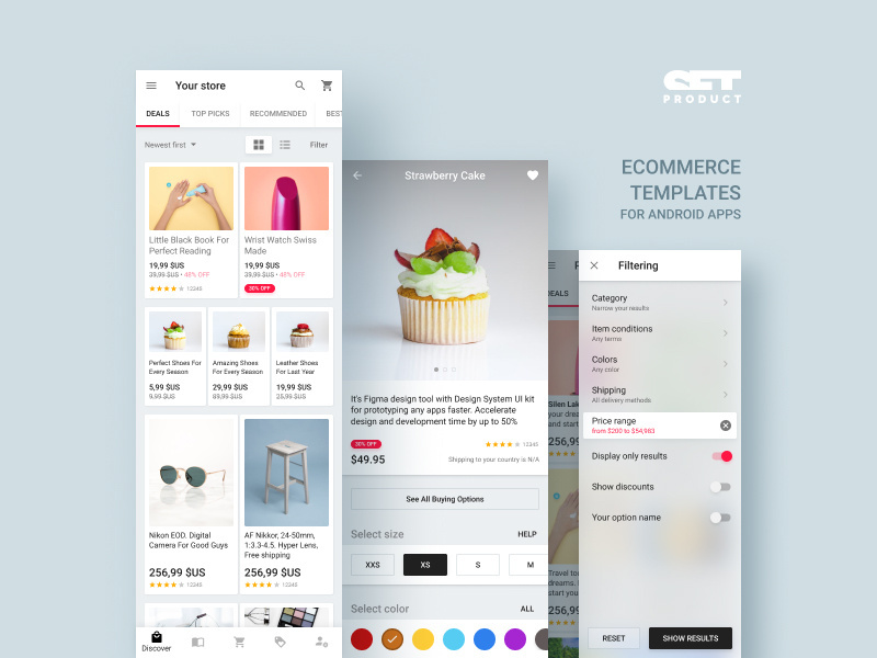 Ecommerce Android app templates by Roman Kamushken on Dribbble