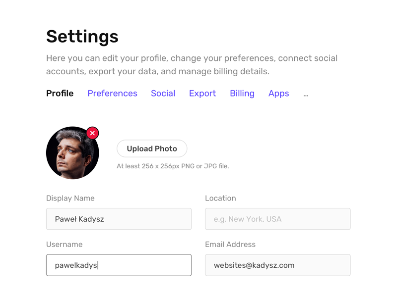 Edit Profile by Pawel Kadysz on Dribbble