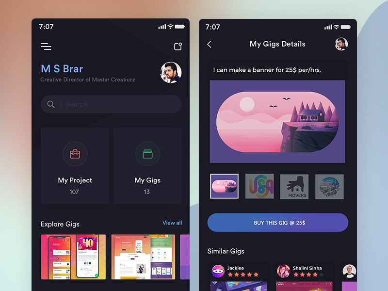 Dark Theme by M S Brar on Dribbble