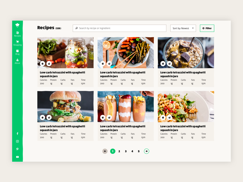 KitchenPal Recipe Listing Page by Rob Simpson on Dribbble