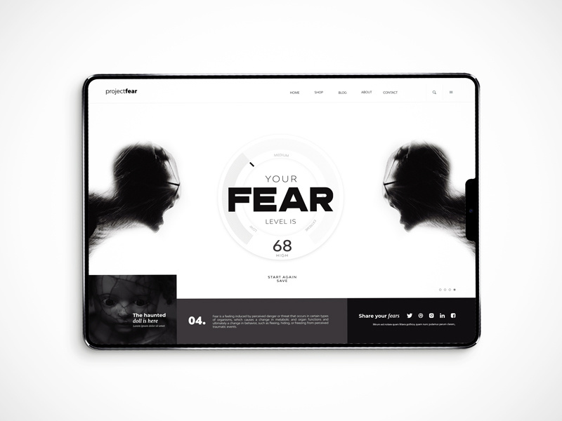 Fear-o-meter home page design concept by Michal Kaniorski on Dribbble