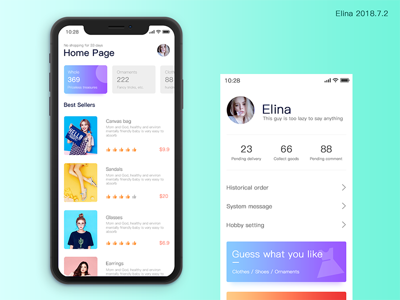July 2, 2018 UI interface by Vera for Frandy Design on Dribbble
