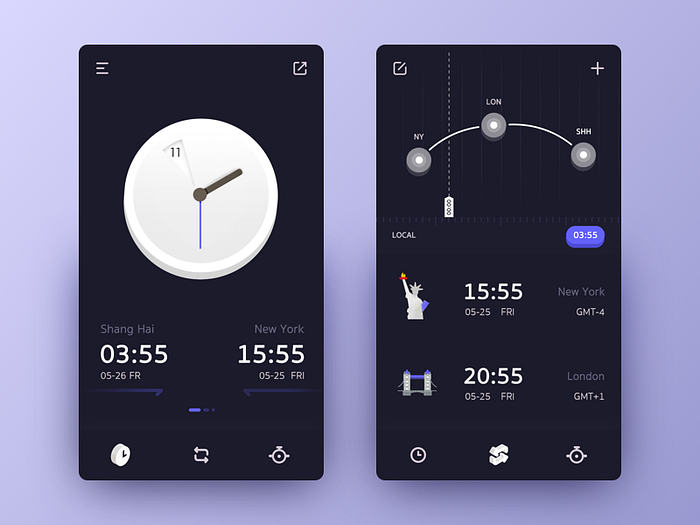 World clock by Erran for Face UI on Dribbble