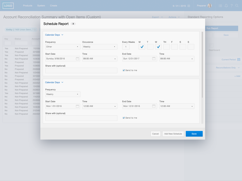 Blackline Report Scheduler v2 by Ryan Payne on Dribbble