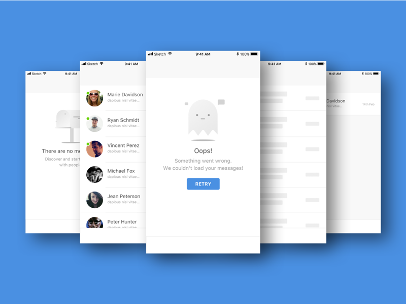 5 UI States of a message screen - UI STACK by Abhishek Linda on Dribbble
