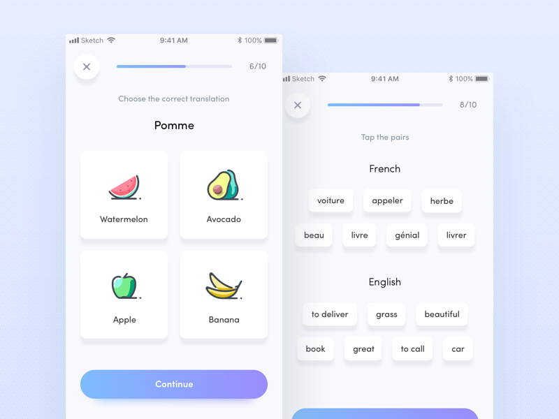 Language learning app by Vitaly Silkin on Dribbble
