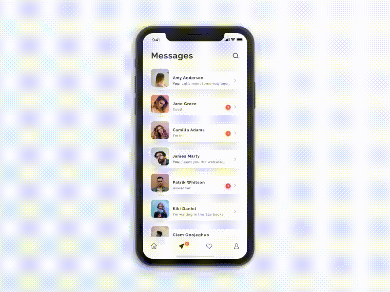 Professional networking app transitions by Vlad Fedoseyev on Dribbble