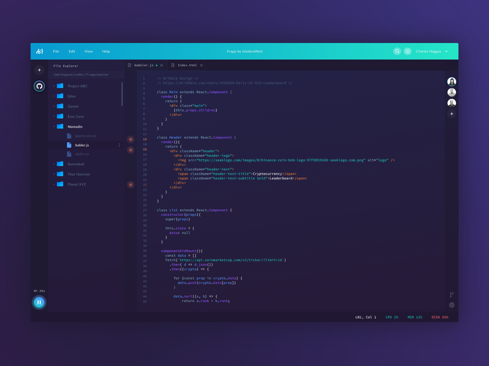 Coder Ide Concept Code Editor By Charles Haggas For Brightscout On