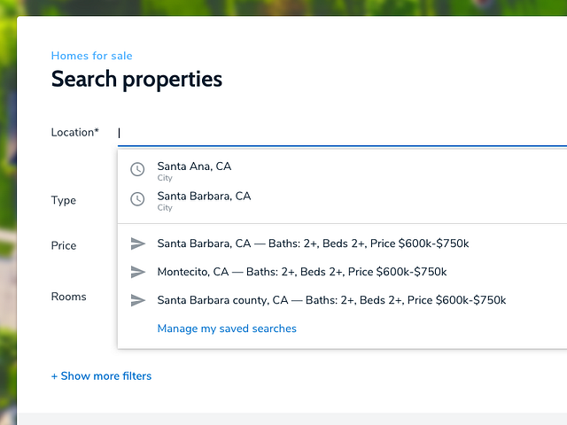 Property search autocomplete by Em T on Dribbble