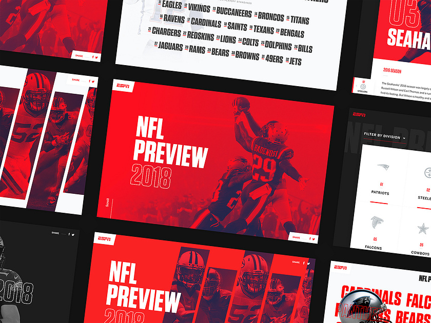 ESPN NFL Preview Screens by Nathan Riley for Unseen Studio® on Dribbble