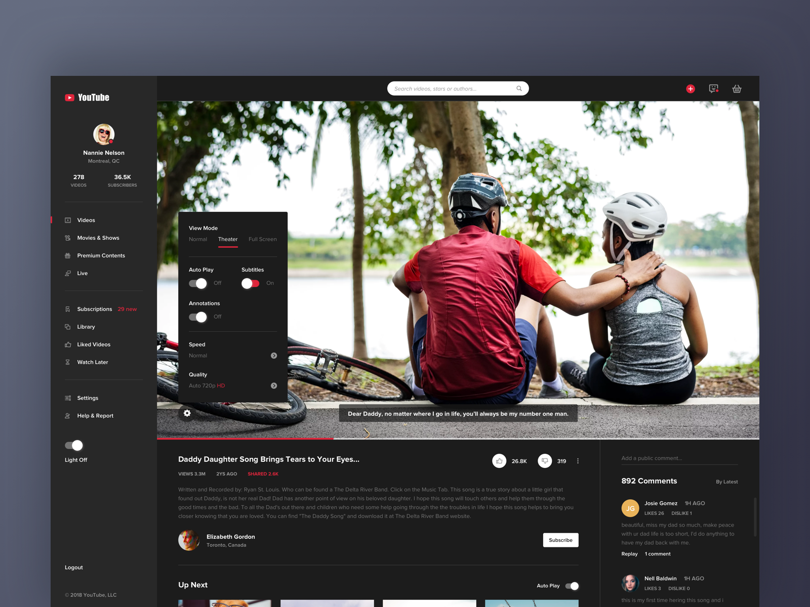 Youtube concept design - player by Yi Li for Hiwow on Dribbble