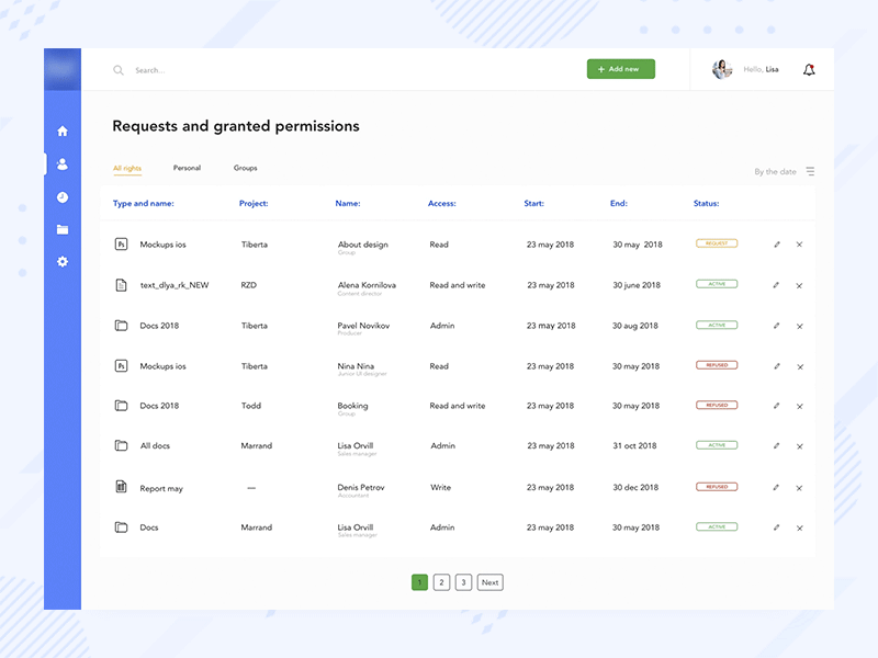 File sharing permission form by Alla Lopatkova on Dribbble