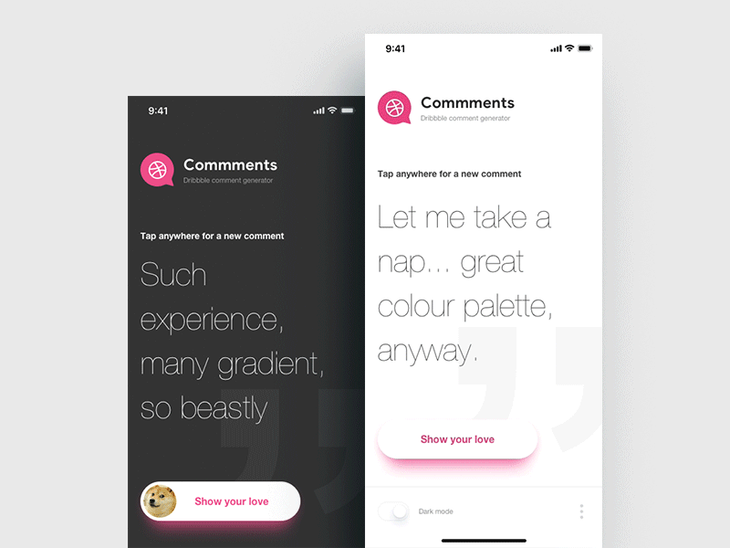 Dribbble Comment Generator by Mateusz Buczek on Dribbble